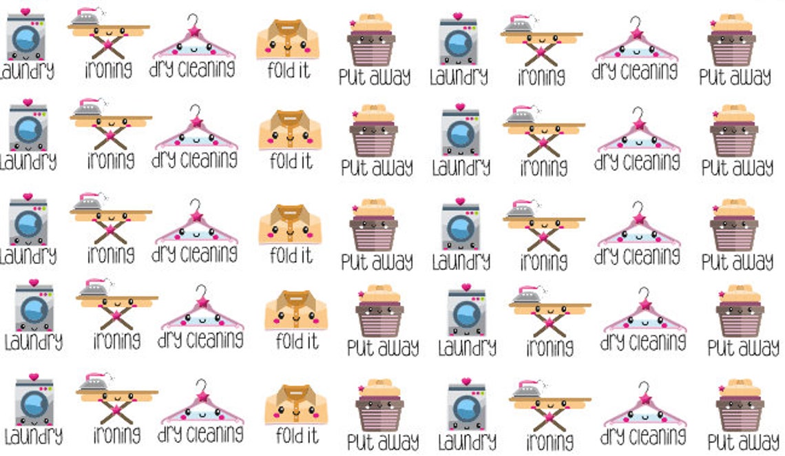 Laundry Dry Cleaning and Ironing Planner Stickers | Etsy