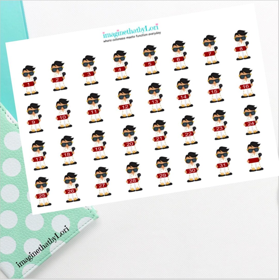 Vegas Countdown Planner Stickers: Elvis Theme Date - Etsy