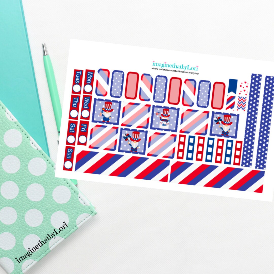 4th Fourth of July Gnome Vacation Summer Picnic Hobo Hobonichi Kit - Etsy