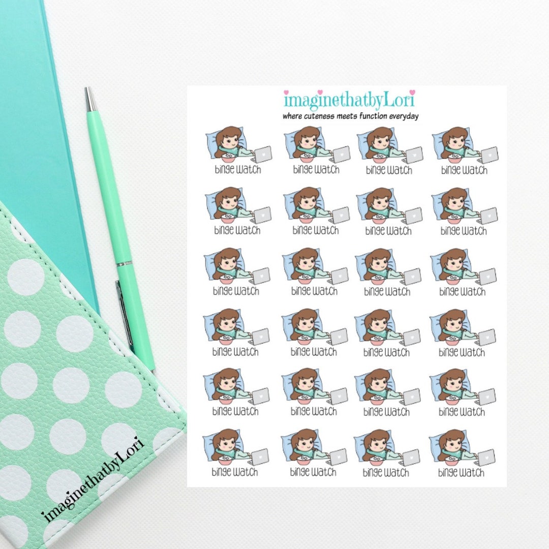 Binge Watch Girl Planning Sticker - Etsy