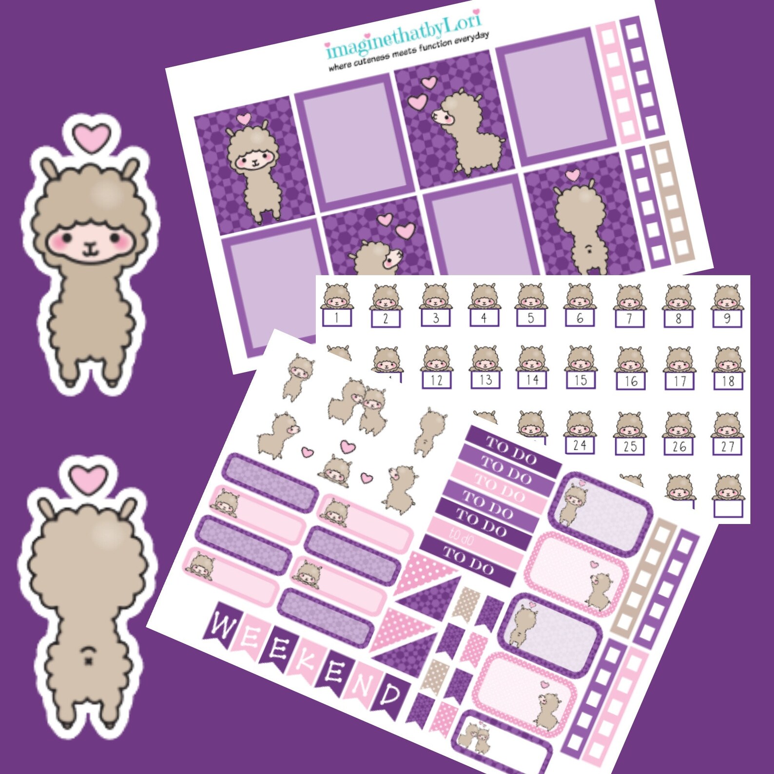 Llama Love Planner Sticker Kit - Etsy
