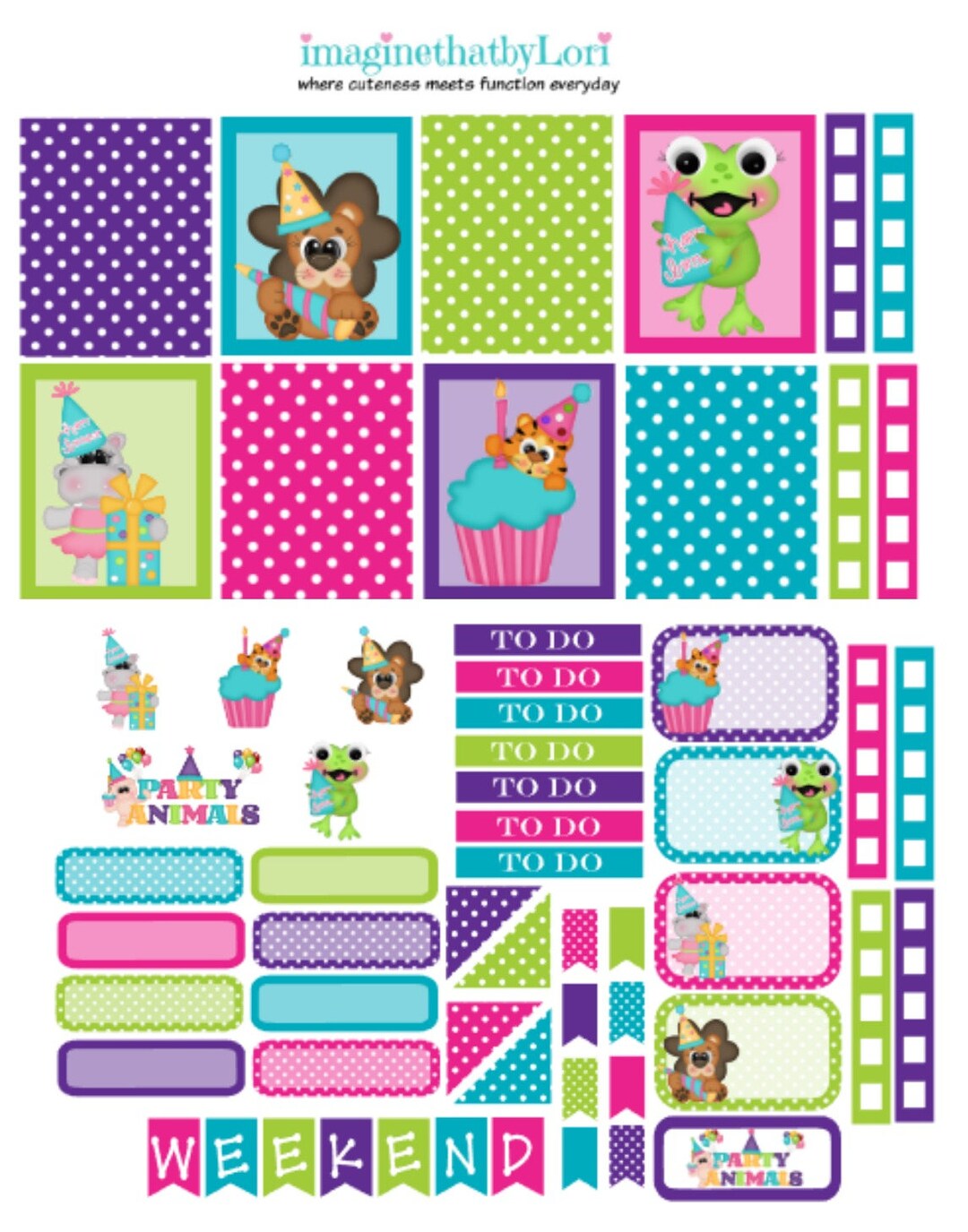 Party Animals Birthday Planner Sticker Kit - Etsy