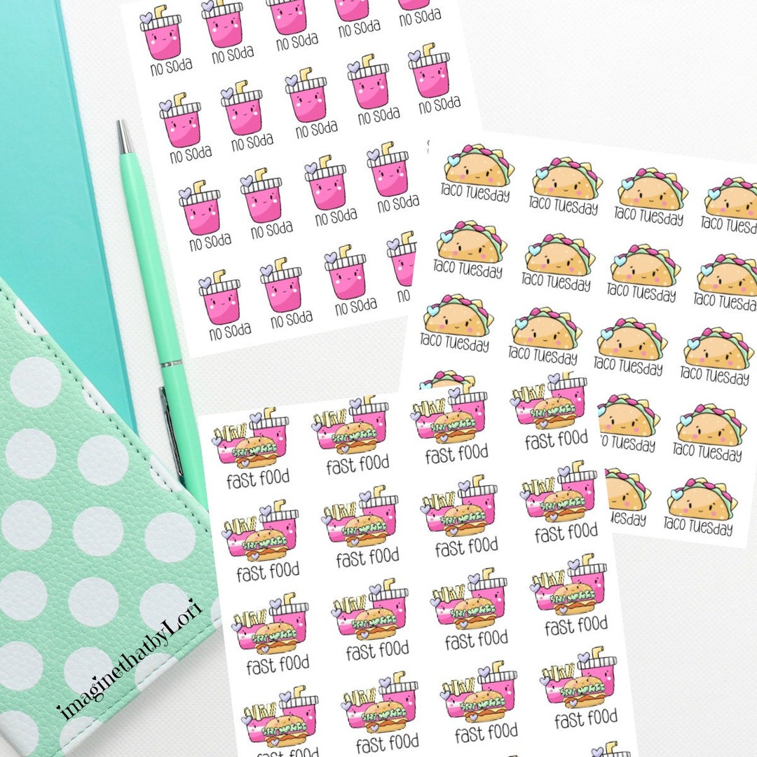 Fast Food No Soda Taco Tuesday Food Stickers - Etsy
