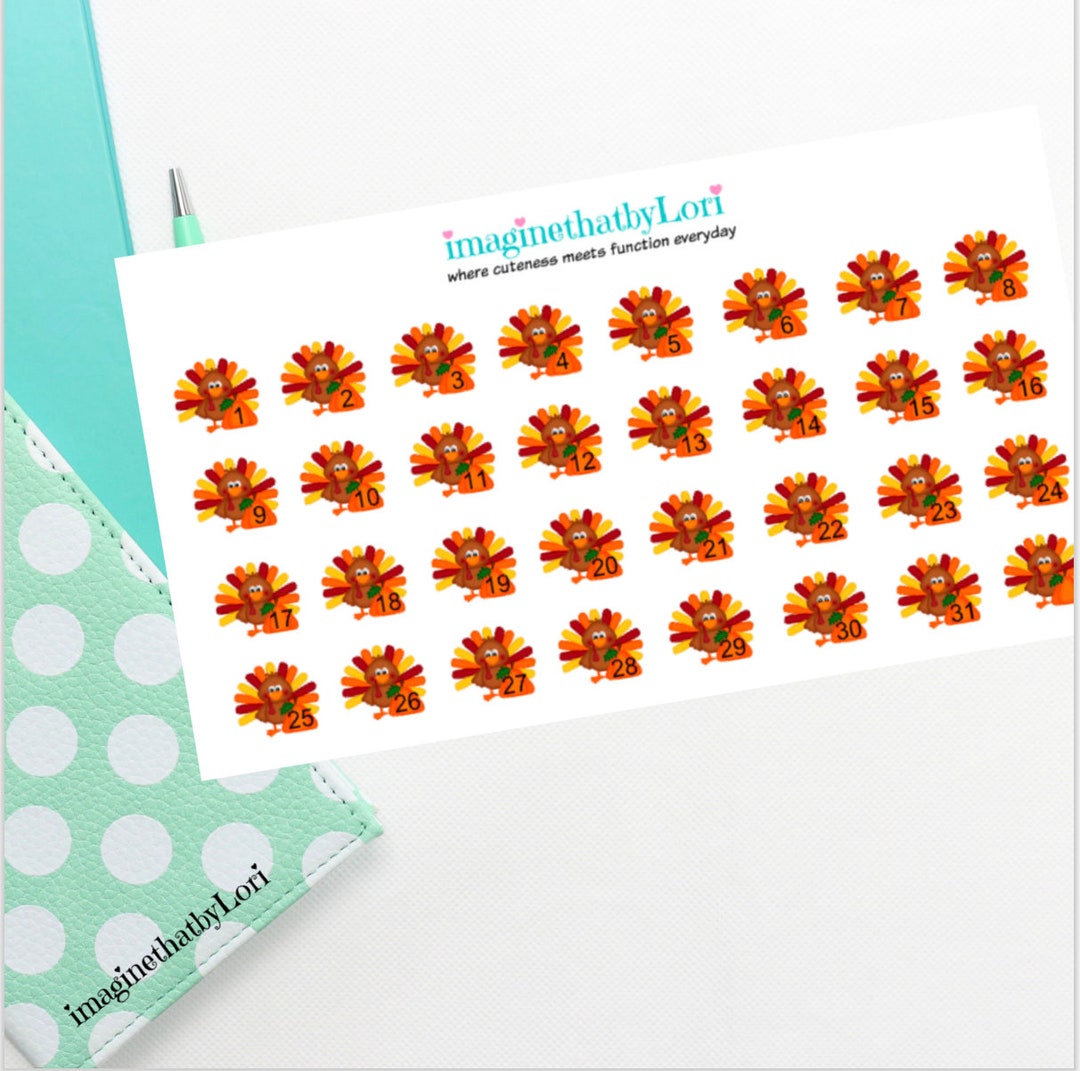 Turkey Countdown Planner Stickers - Etsy