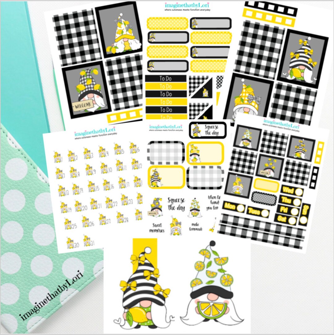Calendar Gnome Squeeze the Day Mini Kit Lemon Lemonade Summer - Etsy