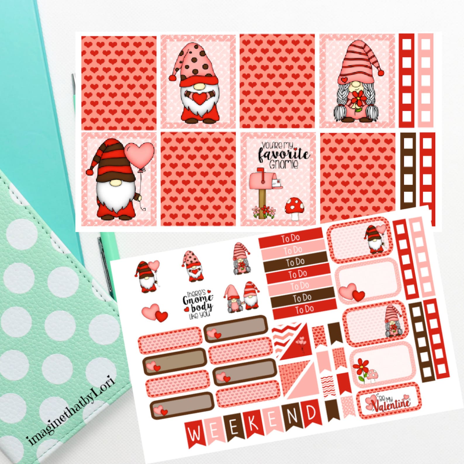 Gnome Valentine February Mouse Planner Stickers Kit - Etsy