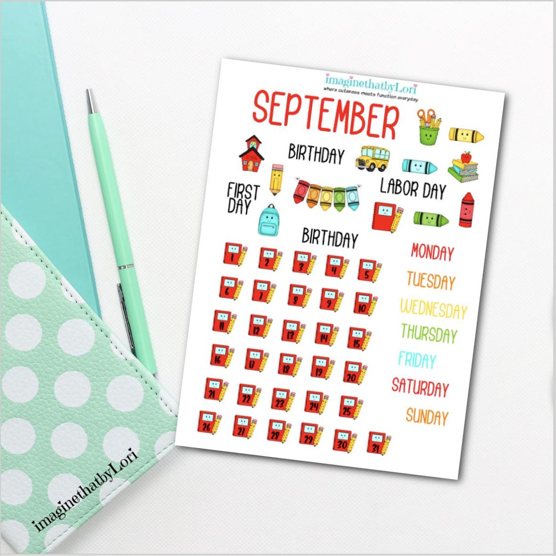 12 Months Monthly Planner Stickers Cute Date Holidays Icons - Etsy