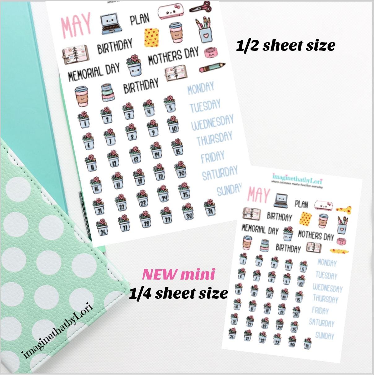 12 Months Monthly Planner Stickers Cute Date Holidays Icons - Etsy