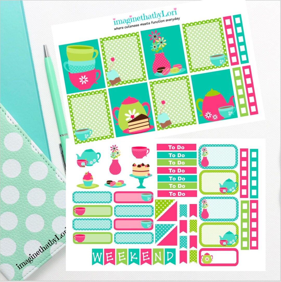 Tea Party Planner Stickers Kit - Etsy