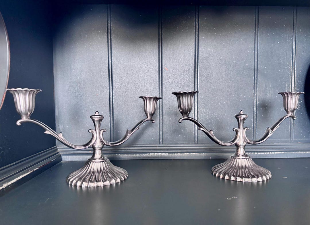 Antique Poole Silver Candelabra Pair | 1920s American Silverplate ...