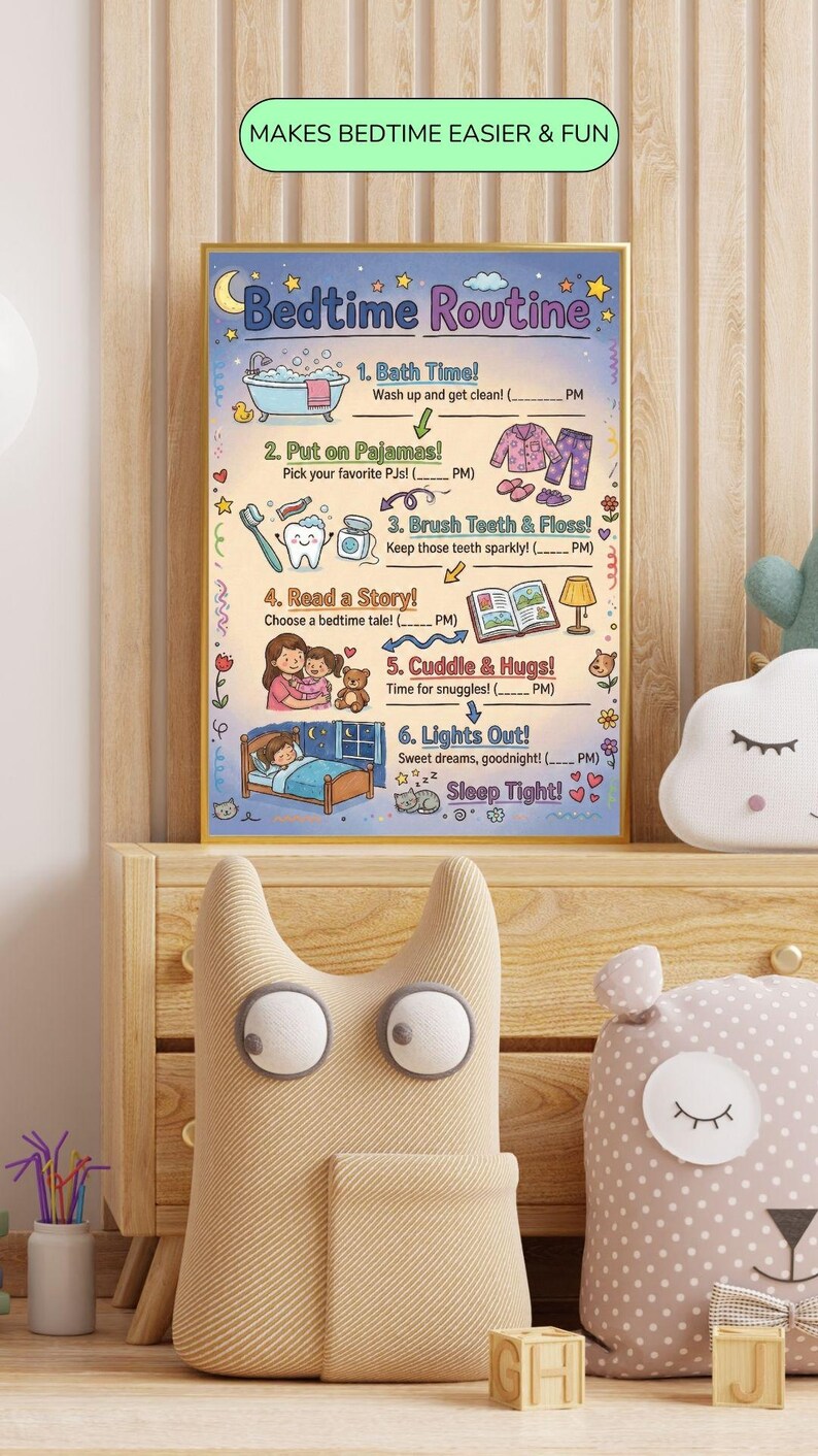Kids' Routine Chart | Morning & Bedtime Visual Schedule (printable PDF ...