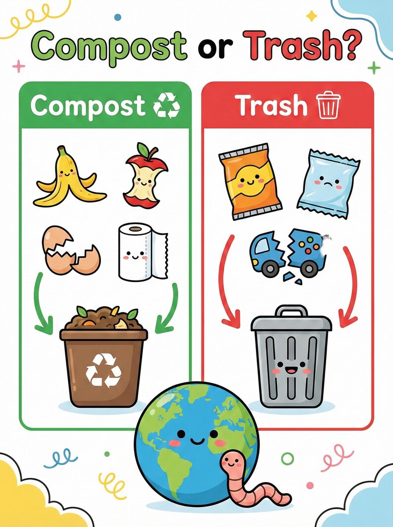 Compost or Trash Sorting Game | Eco-friendly Kids Activity (PDF ...