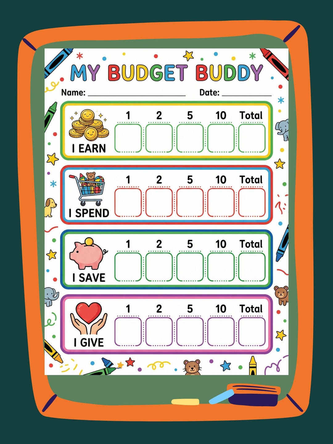Kids Budget Worksheet | Allowance Tracker Printable (PDF Download) - Etsy