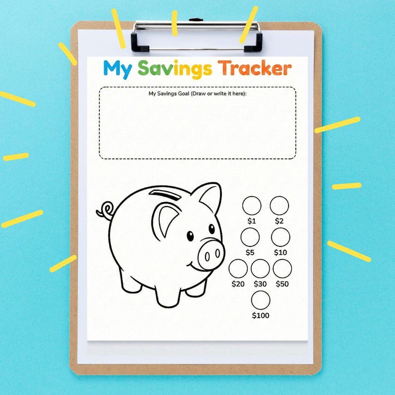 Kids Savings Tracker Printable | Piggy Bank Chart | Allowance Goal ...