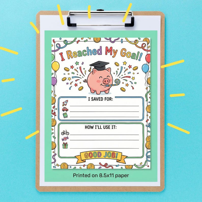 Kids Savings Tracker Printable | Piggy Bank Chart | Allowance Goal ...