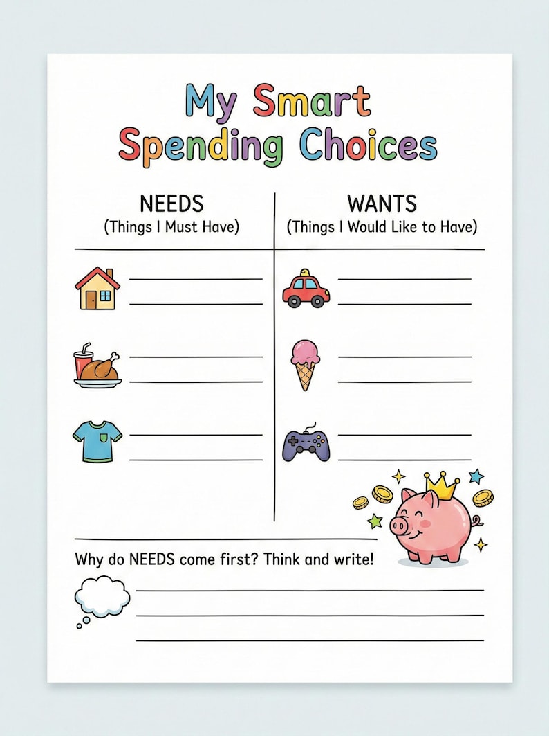 Needs Vs Wants Sorting Chart | Financial Literacy Printable (PDF) - Etsy