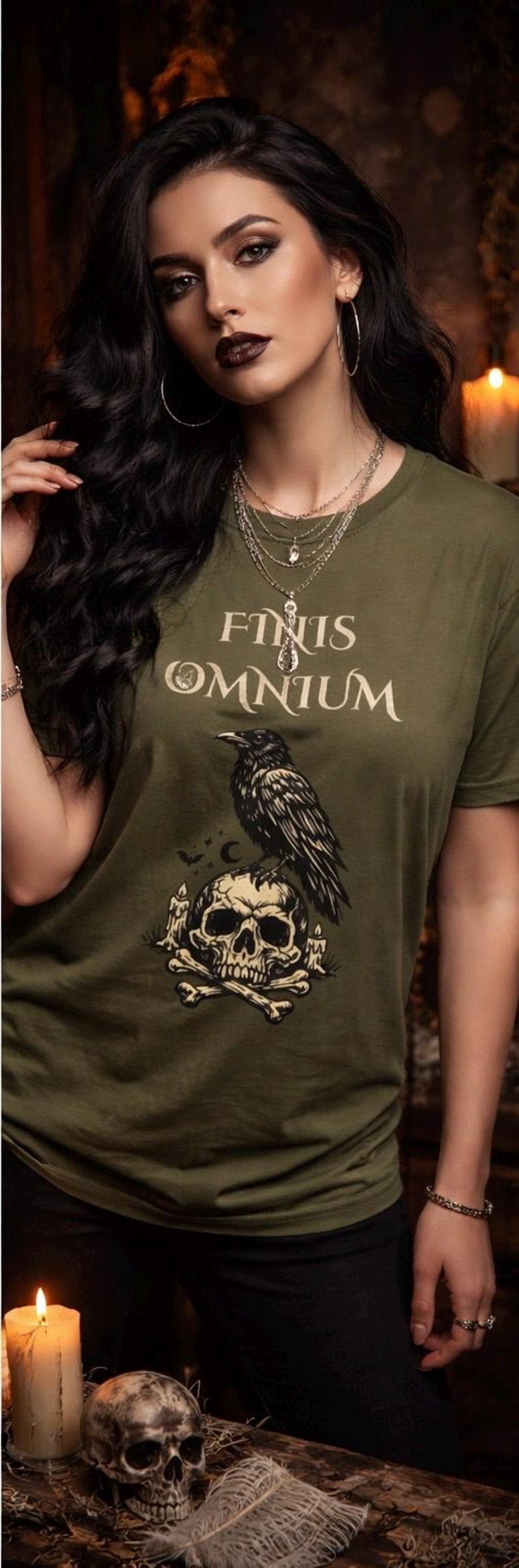 Finis Omnium Raven Skull T-shirt | Latin Phrase Goth Graphic Tee - Etsy