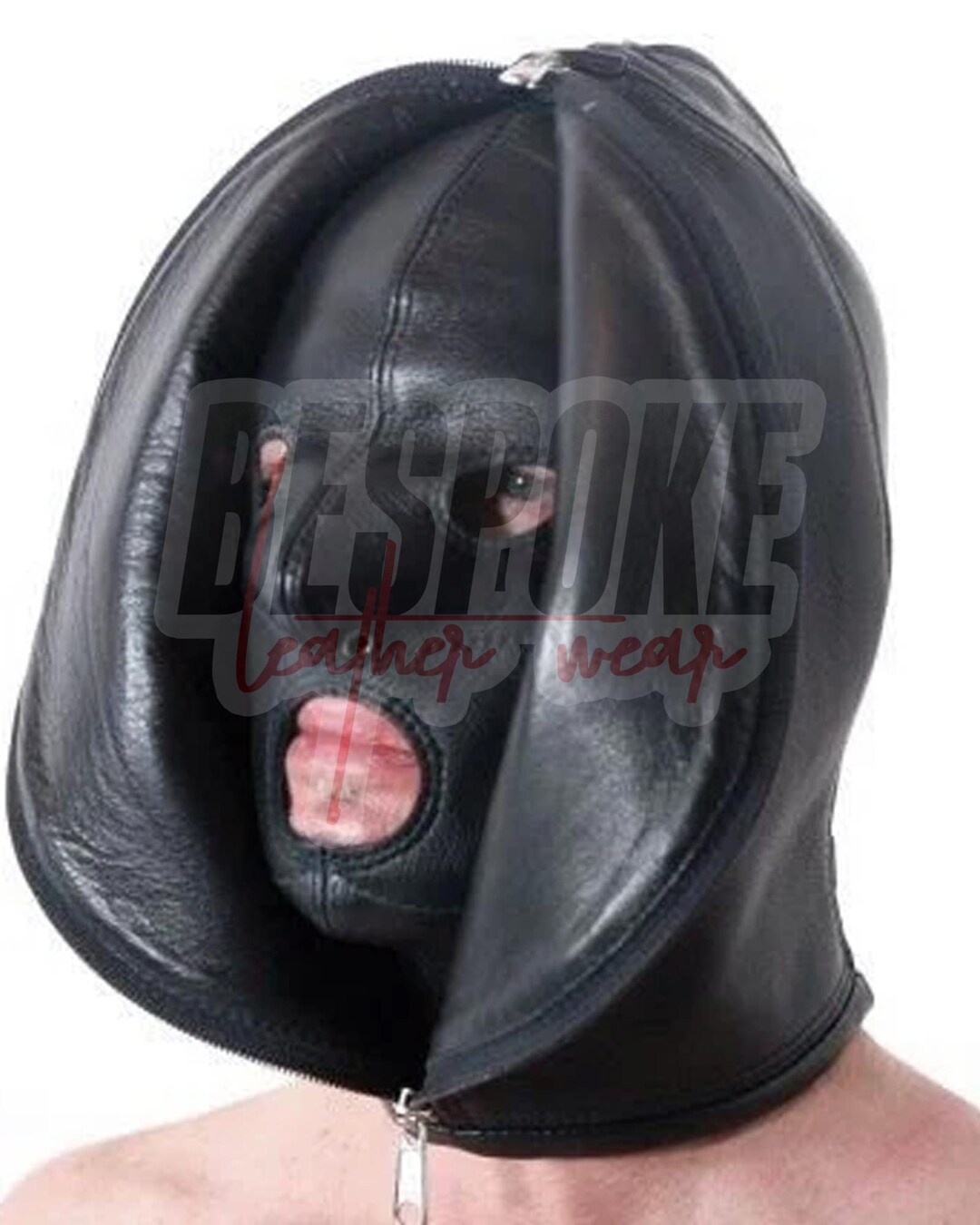 Genuine Leather Hood Handmade Custom Mask Adjustable Zippered Costume ...