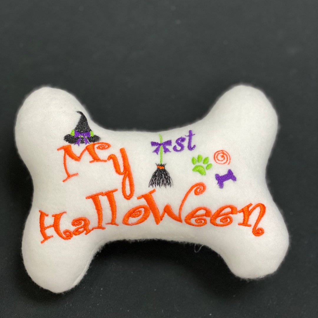 Dog/ Puppy Stuffed Bone Toy " My First Halloween" Dog Toy - Etsy