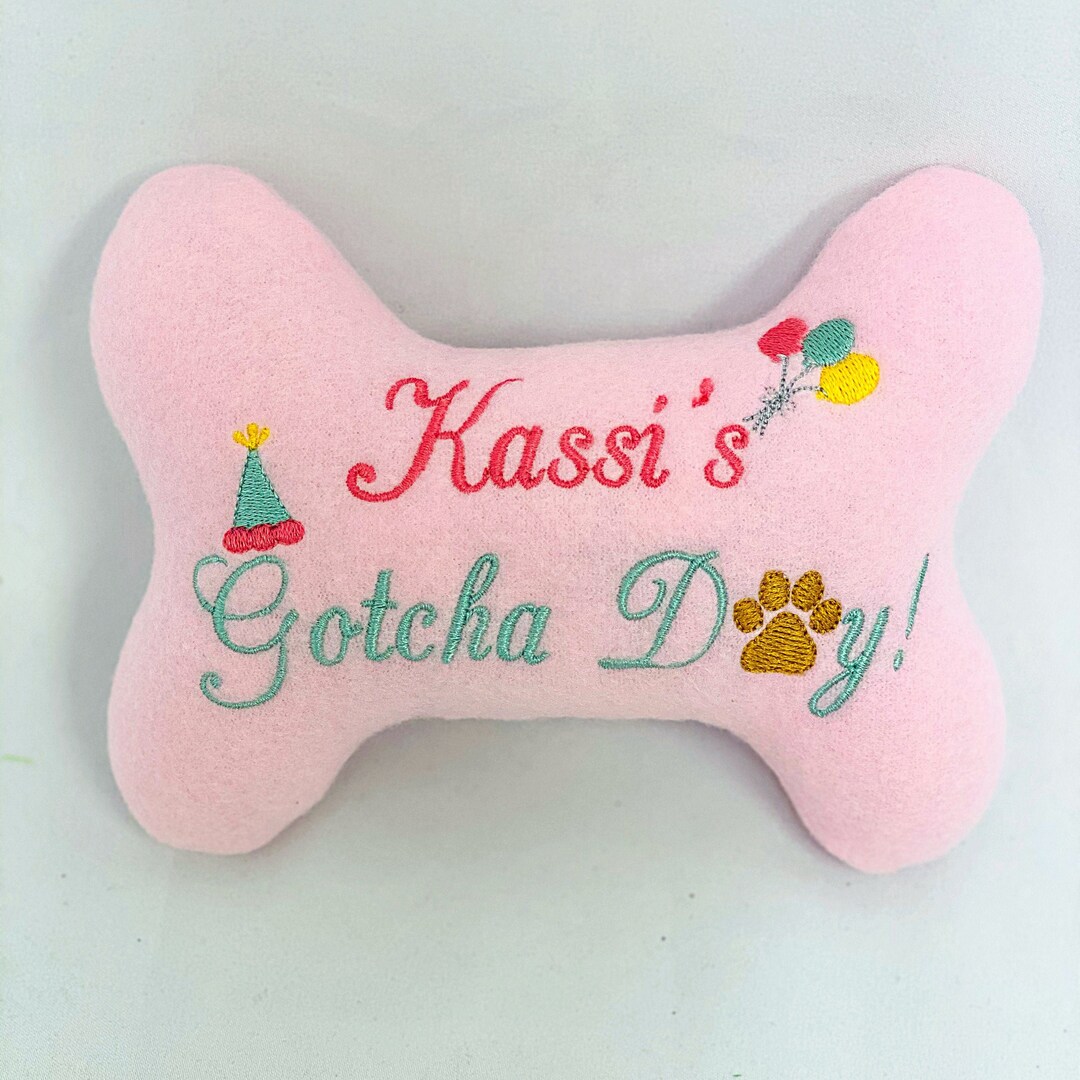 Embroidered Fleece Dog Bone Toy - "gotcha Day" Puppy Gift - Etsy