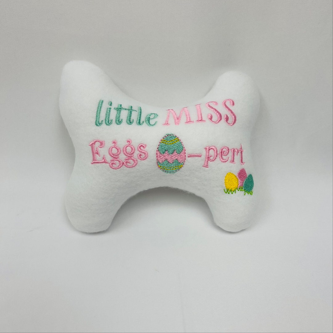 Embroidered Easter Dog Bone Toy – 'little Miss Eggs-pert' - Etsy