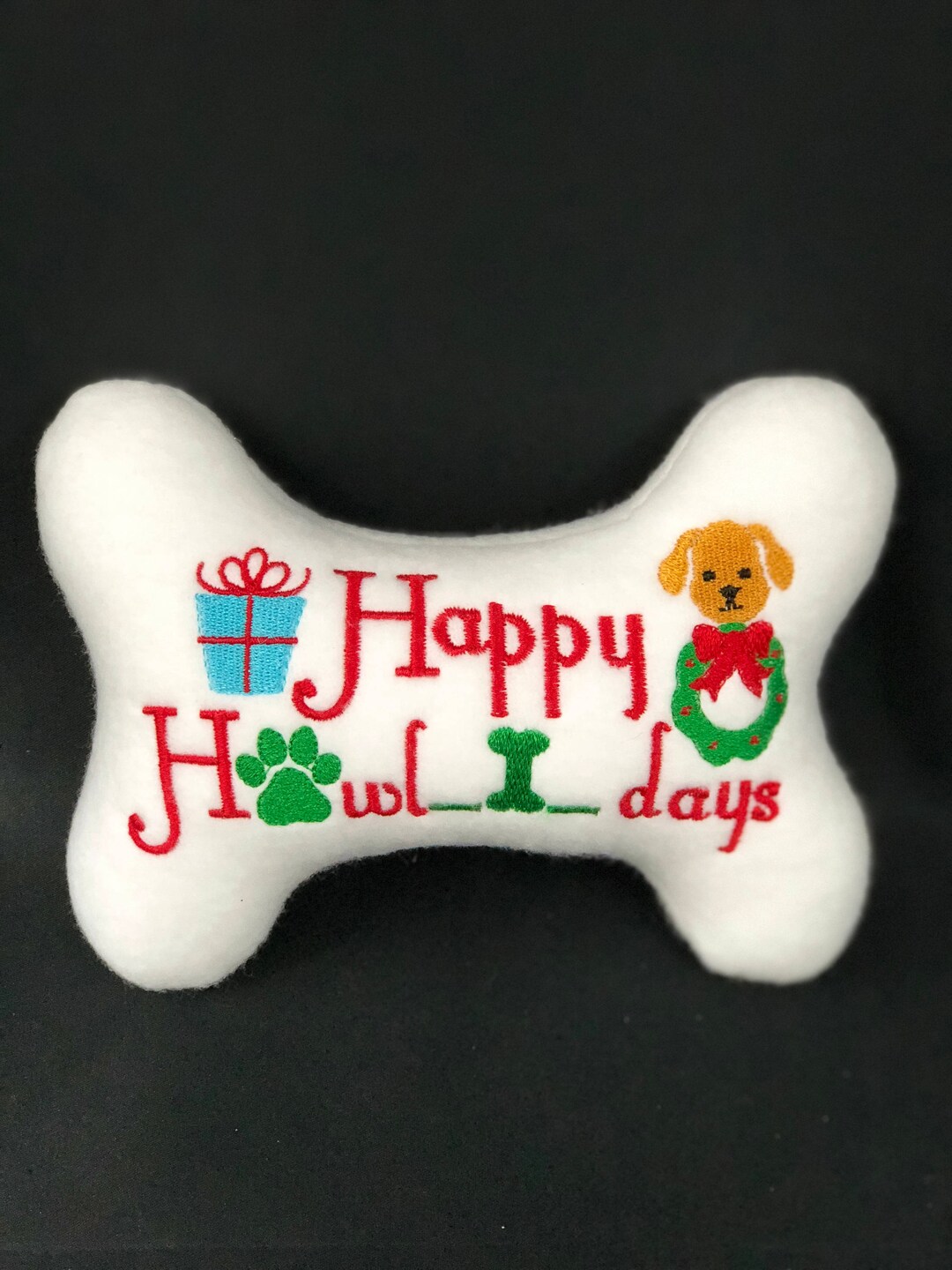 Dog/puppy Stuffed Bone Toy - Christmas Dog Toy Bone "happy Howl-i-days ...