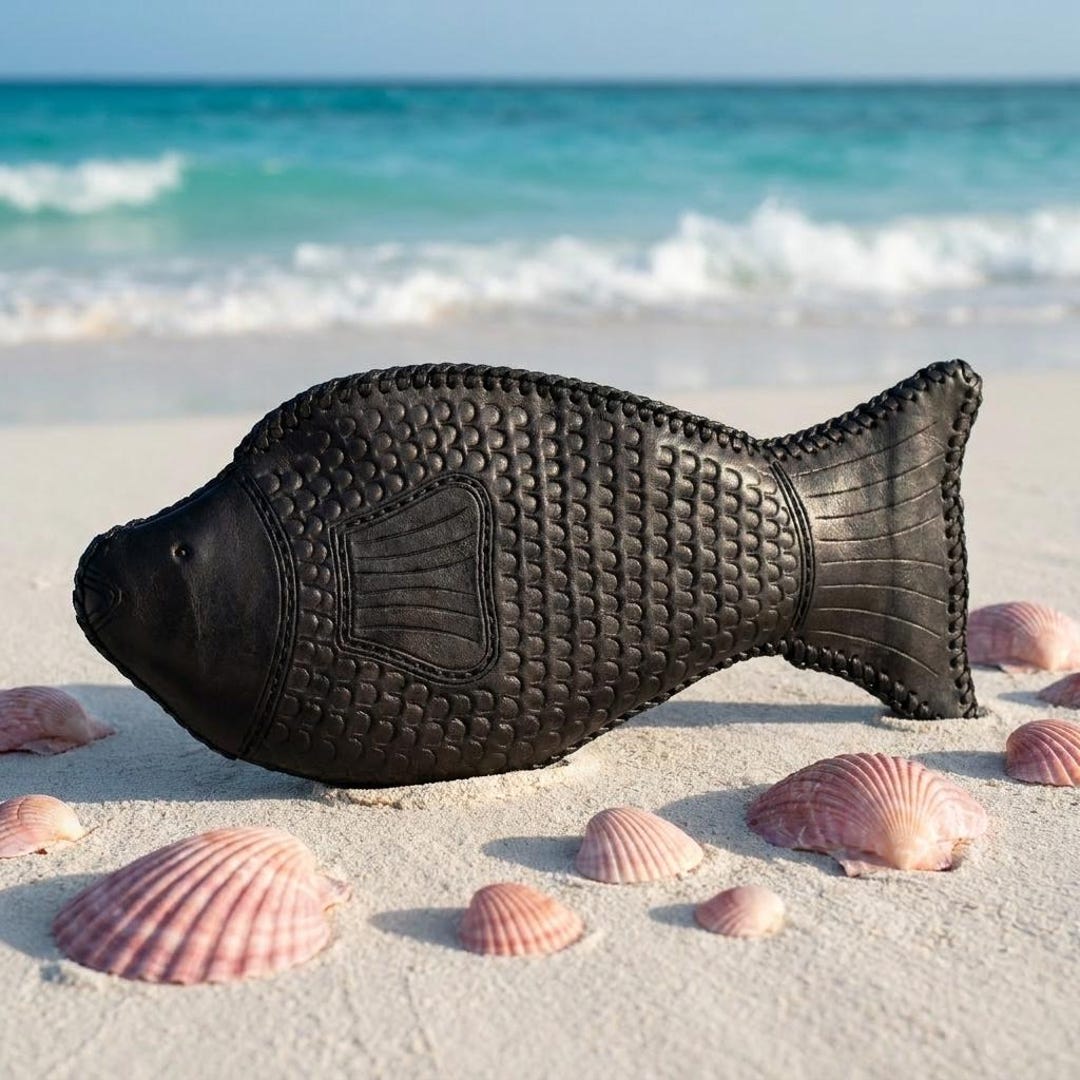 Black Leather Fish Bag – Handmade Fish Purse – Unique Crossbody Handbag ...