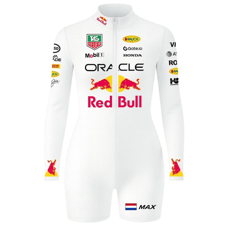 Max Verstappen 2025 F1 Women Jumpsuit and Onesie: Red Bull Racing White ...