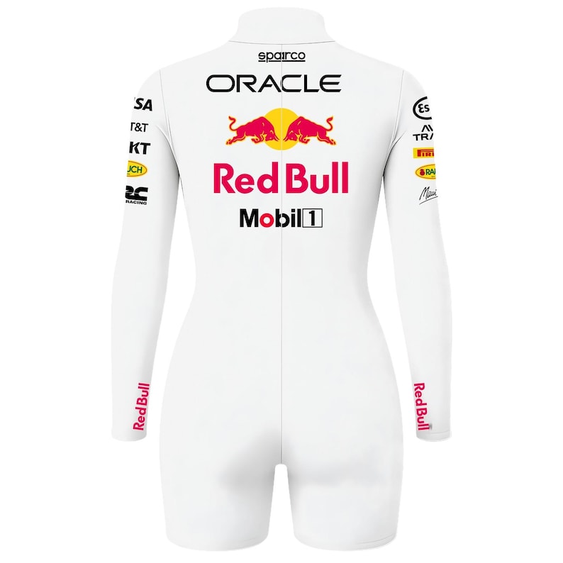 Max Verstappen 2025 F1 Women Jumpsuit and Onesie: Red Bull Racing White ...