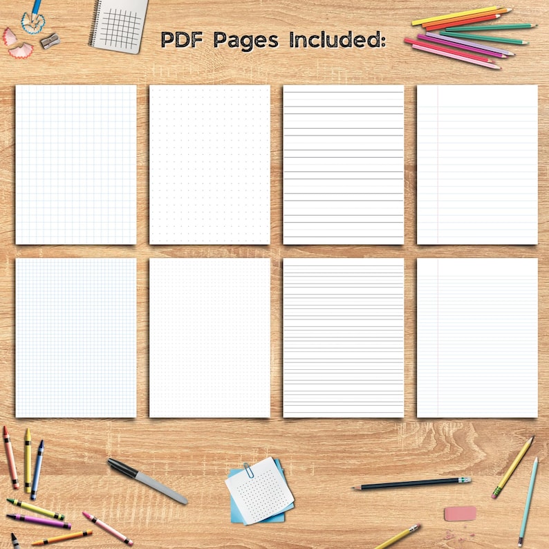 Mixed Pack of Printable Graph, Dot Grid, Handwriting Lines, and ...