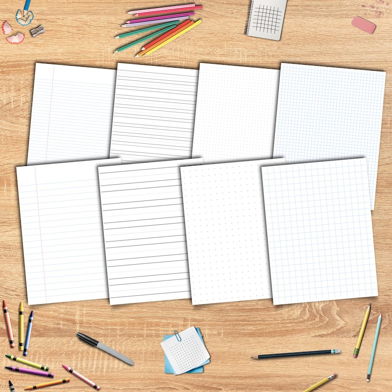 Mixed Pack of Printable Graph, Dot Grid, Handwriting Lines, and ...