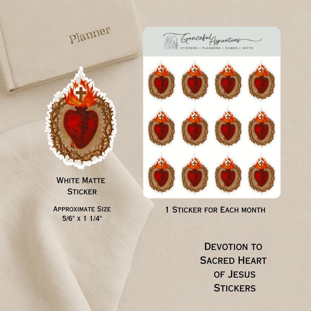 Sacred Heart of Jesus Sticker: First Friday Devotion, Matte Finish - Etsy