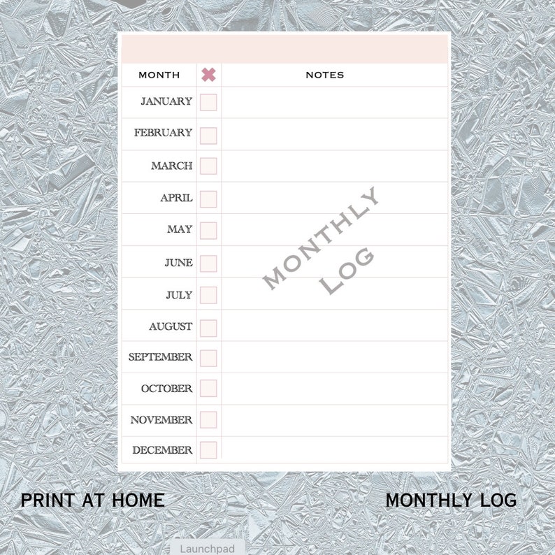 Printable Monthly Log: Expense Tracker, Statement Log (instant Download ...