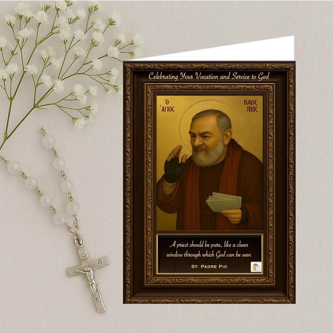 Priest Anniversary Card: Padre Pio, Elegant Catholic Gift - Etsy