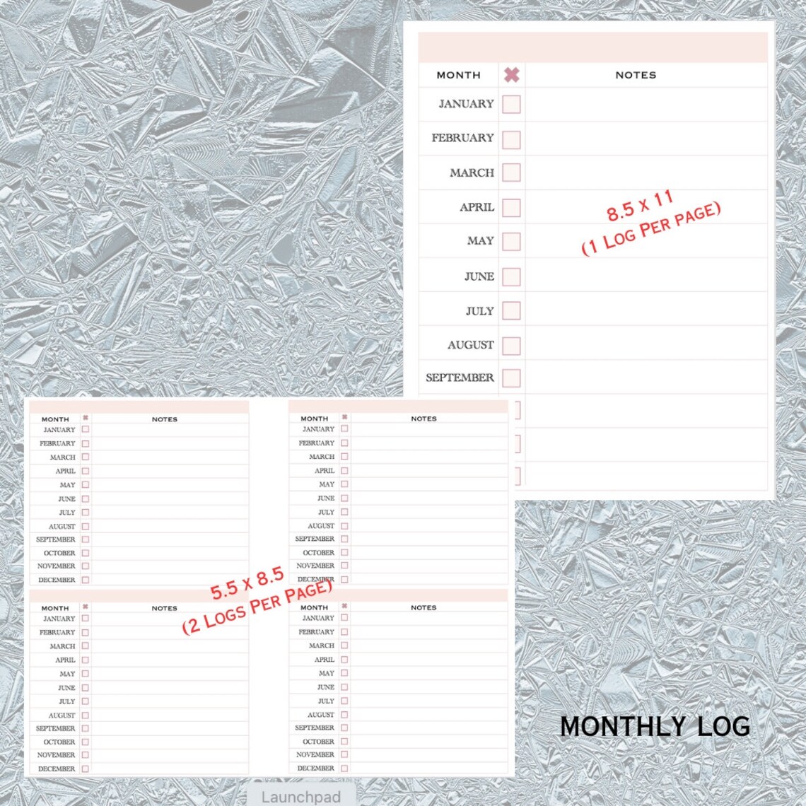 Printable Monthly Log: Expense Tracker, Statement Log (instant Download ...