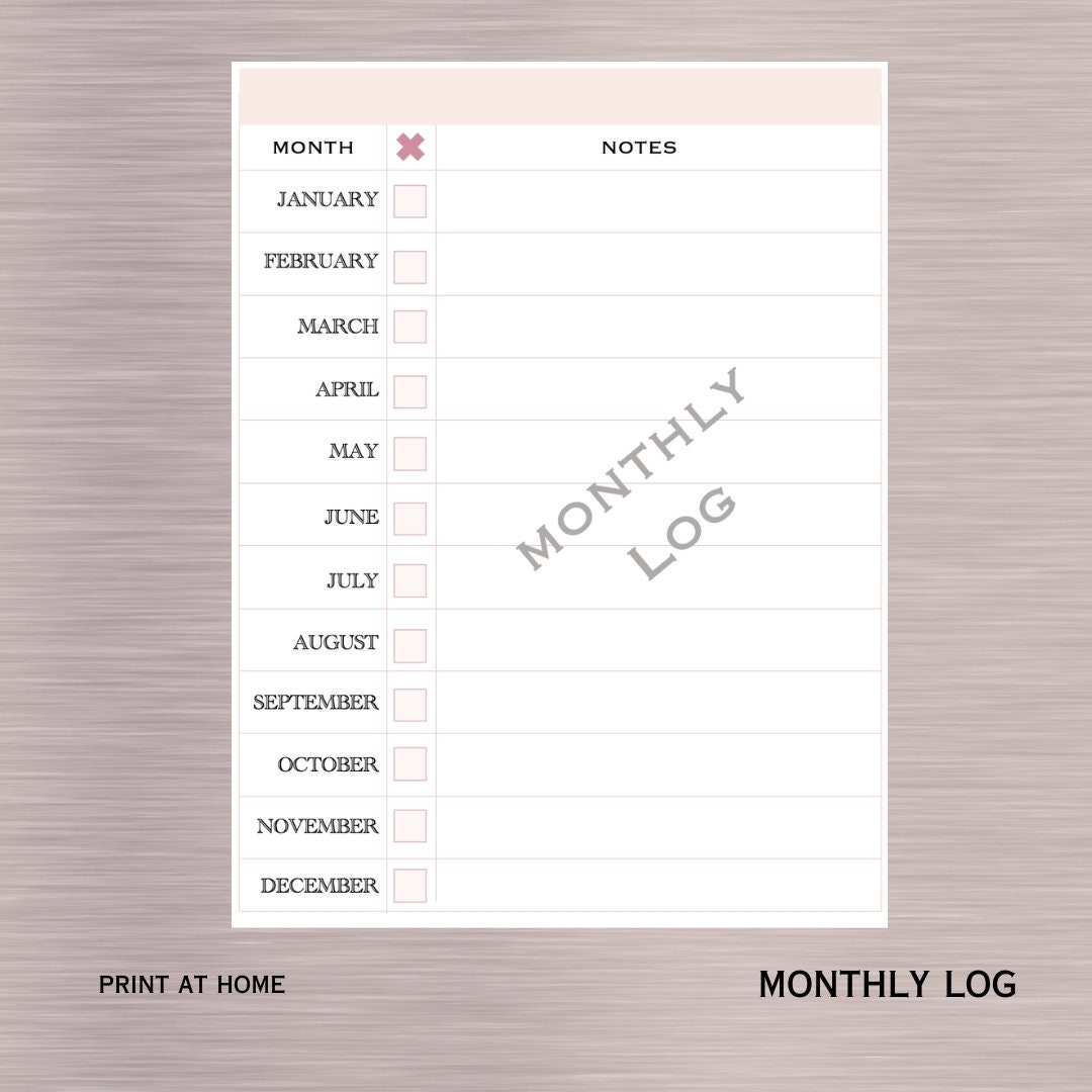PRINTABLE | INSTANT DOWNLOAD - Monthly Log | Statement Log | Monthly ...