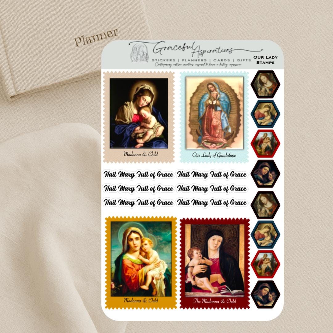 Our Lady Stamp Stickers: Matte Finish Planner Stickers - Etsy