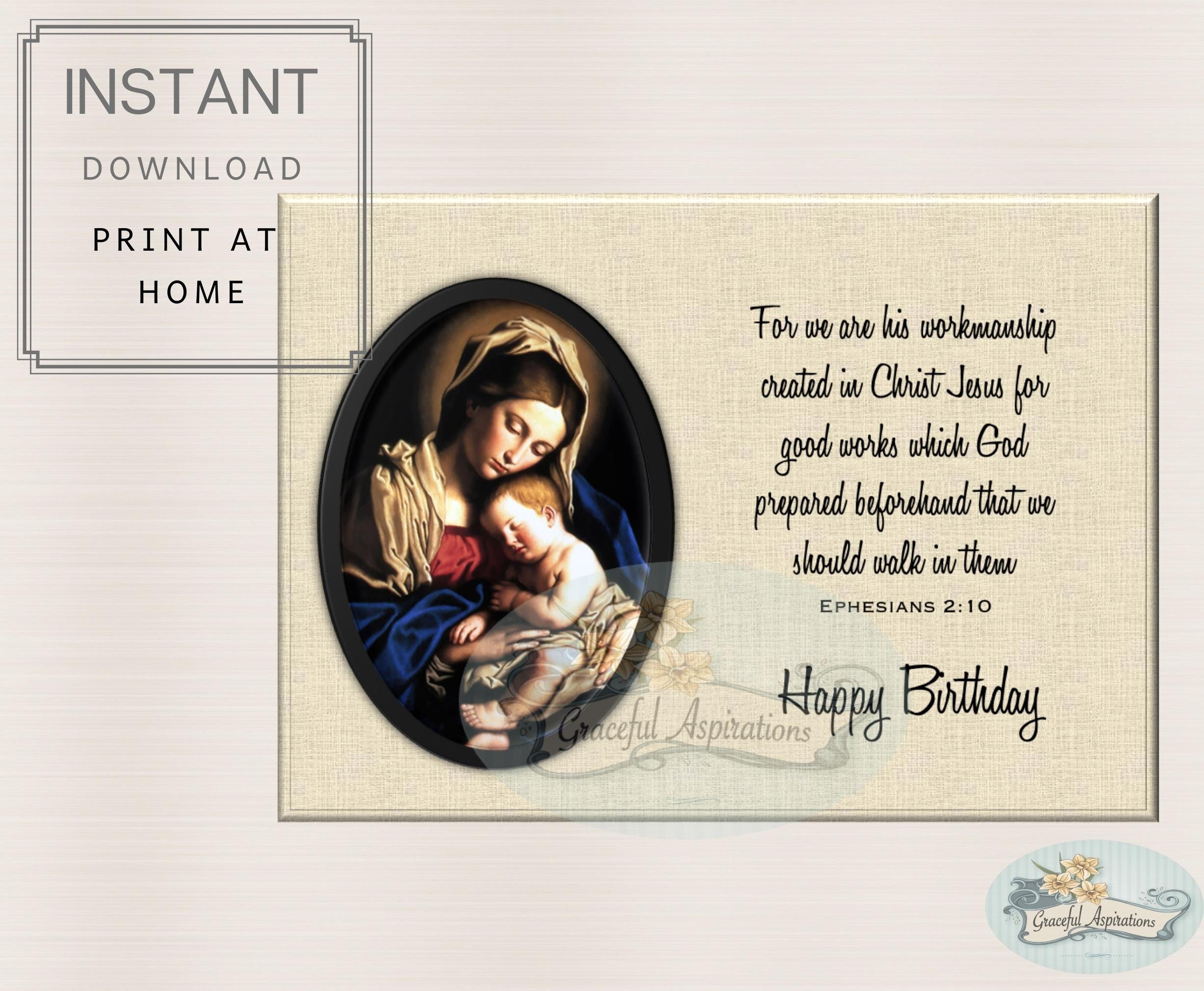 PRINTABLE Catholic Birthday Card | Friends | Family | Madonna & Child ...