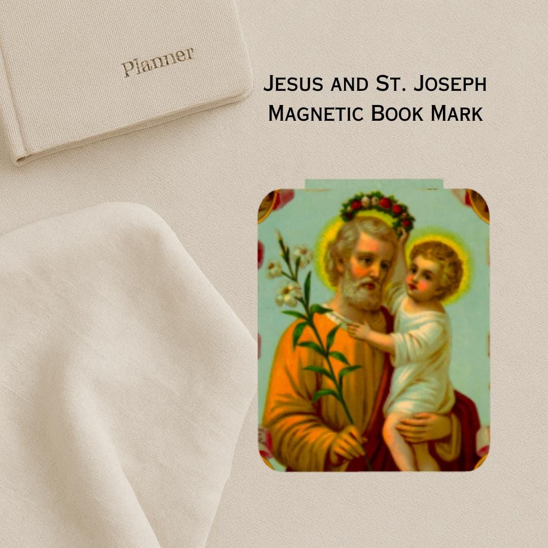 St. Joseph and Infant Jesus Magnetic Bookmark | Catholic Gift | 2 X 2. ...