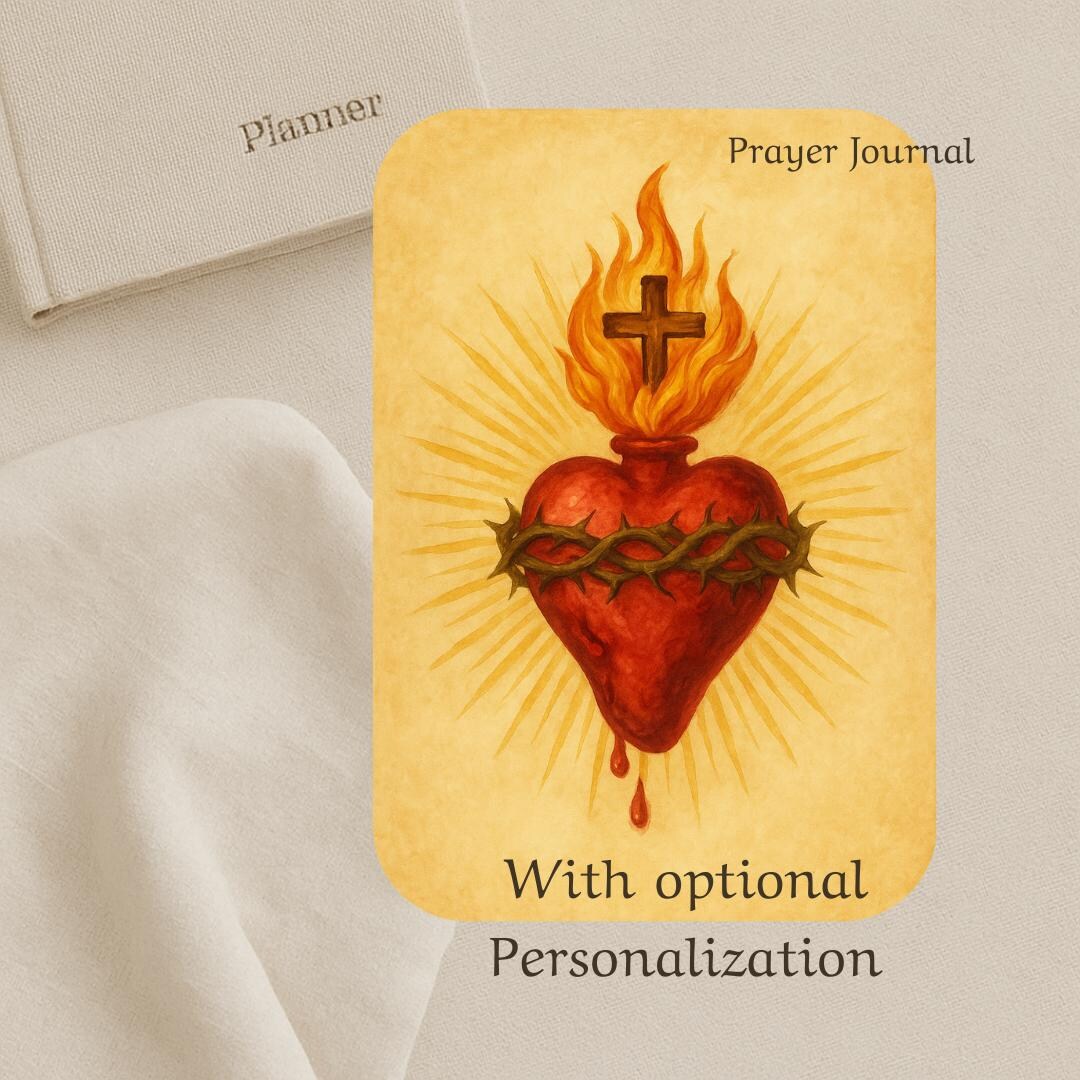Sacred Heart Prayer Journal Card, Catholic Gift With Optional ...