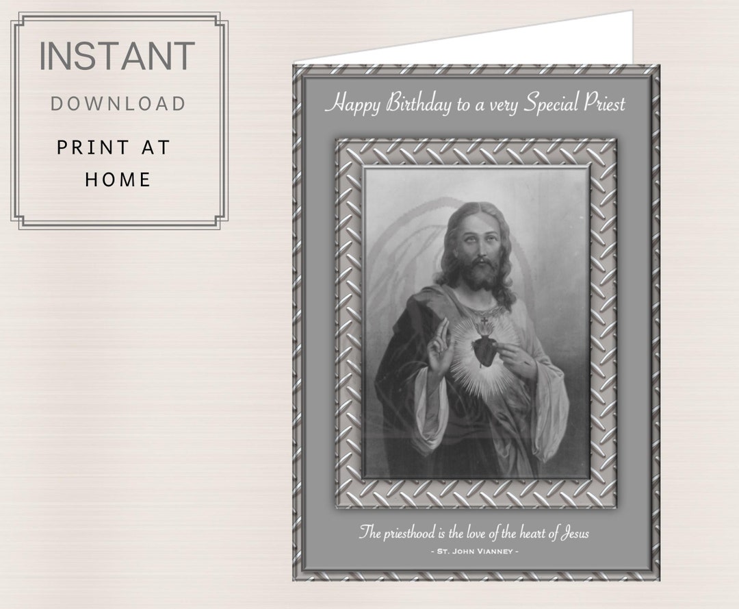 PRINTABLE Instant Download Catholic Priest Birthday Card, Happy ...