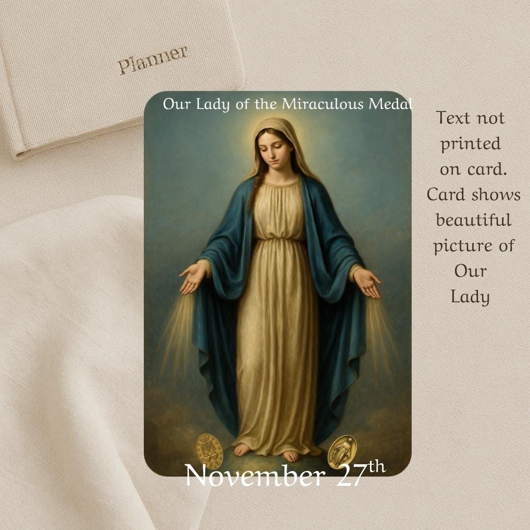 Our Lady of the Miraculous Medal Prayer Cards (2) | Feast Day November ...