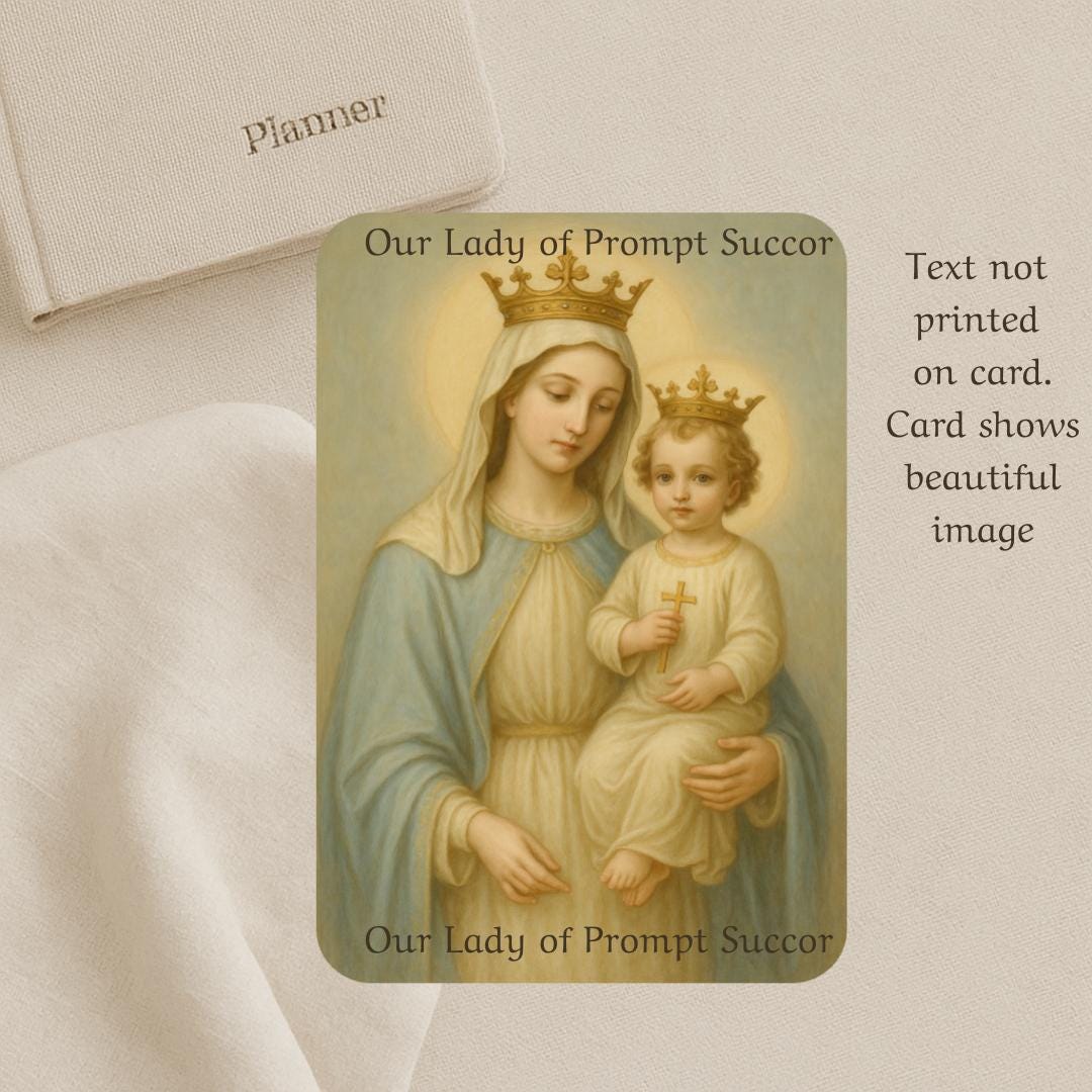 Our Lady of Prompt Succor Prayer Card | Marian Protection, Catholic ...