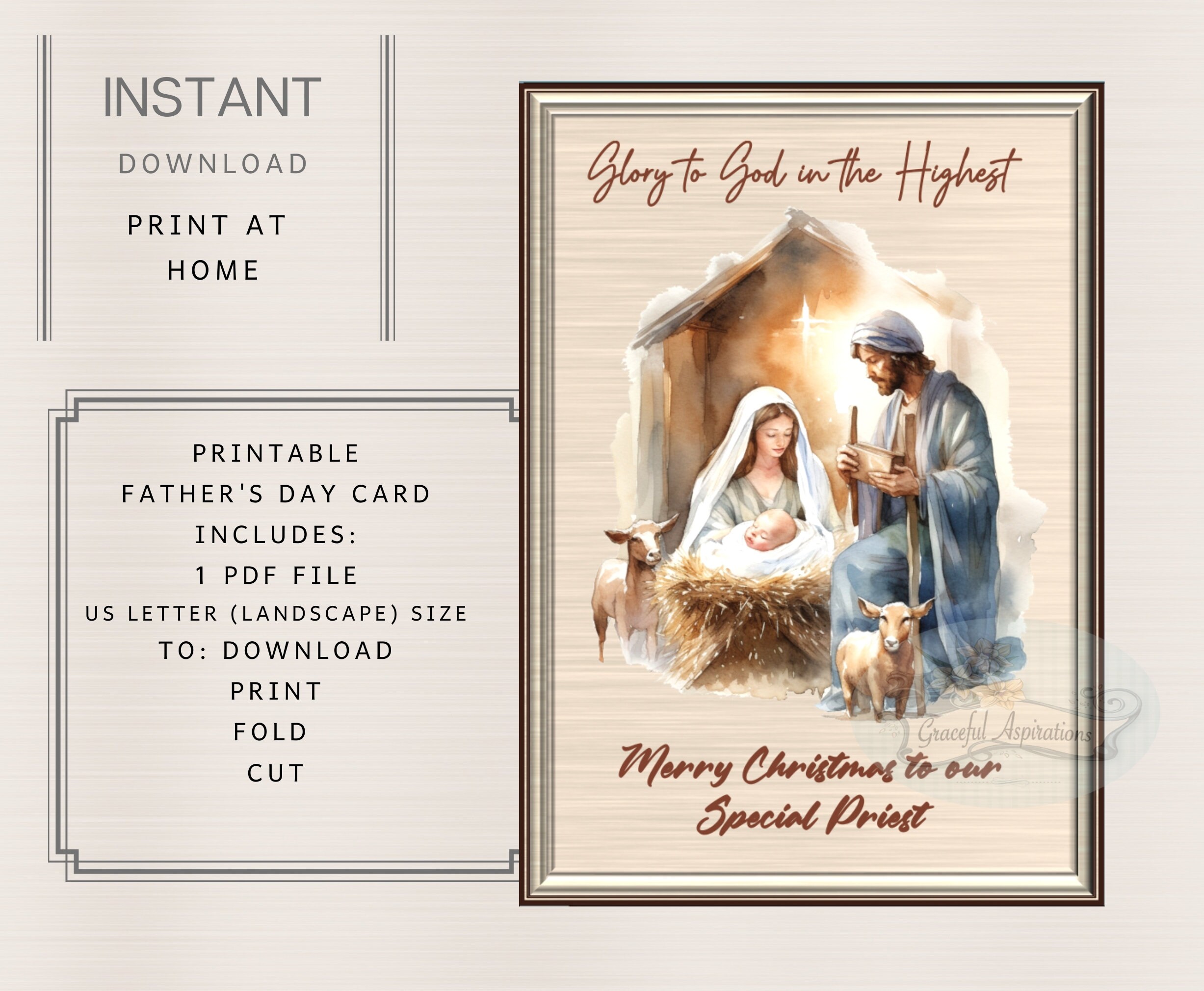 PRINTABLE Instant Download Catholic Priest Christmas Card, Merry ...