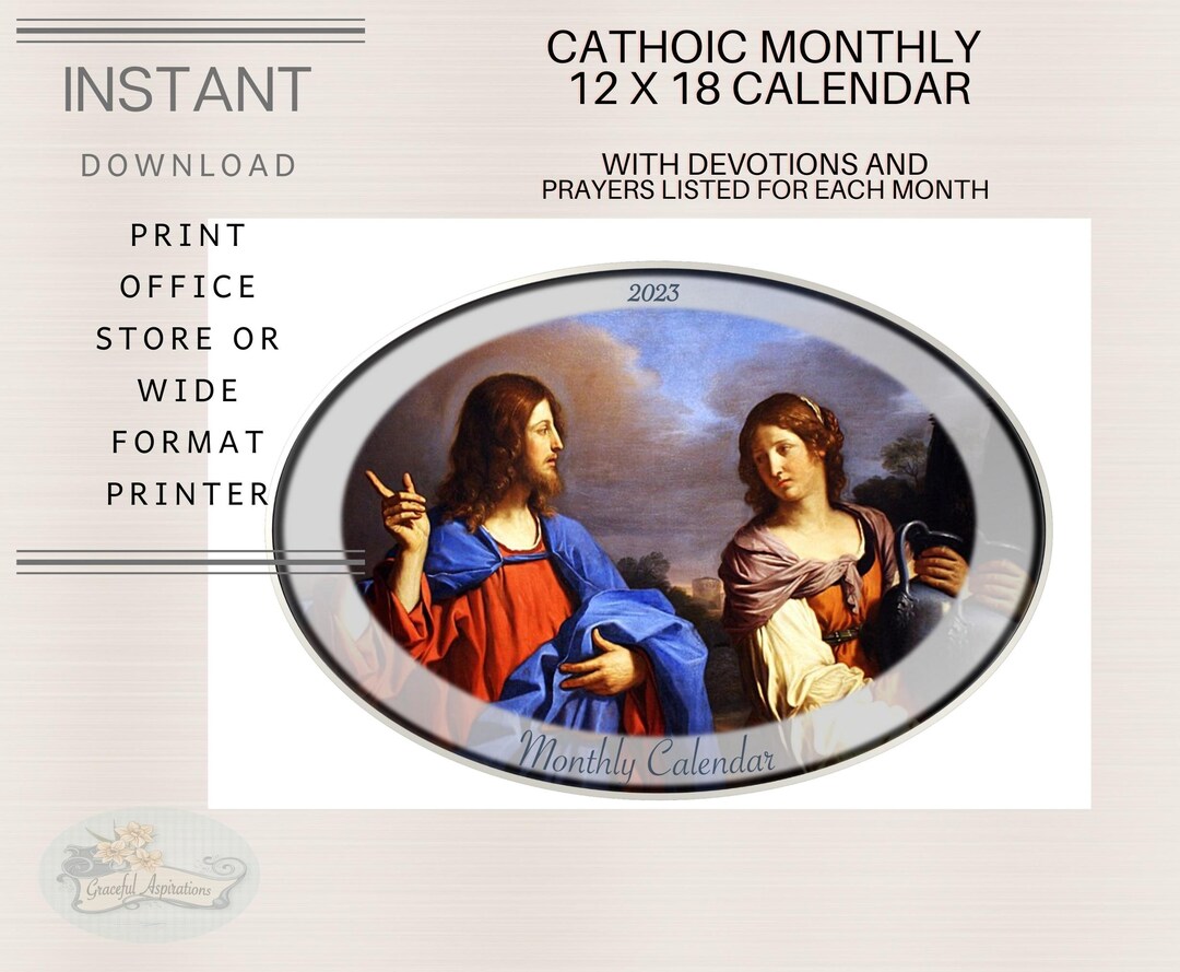 2023 Catholic Monthly Calendar | 12 X 18 Printable Catholic Monthly ...
