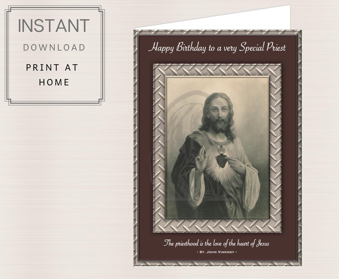 PRINTABLE Instant Download Catholic Priest Birthday Card - Etsy