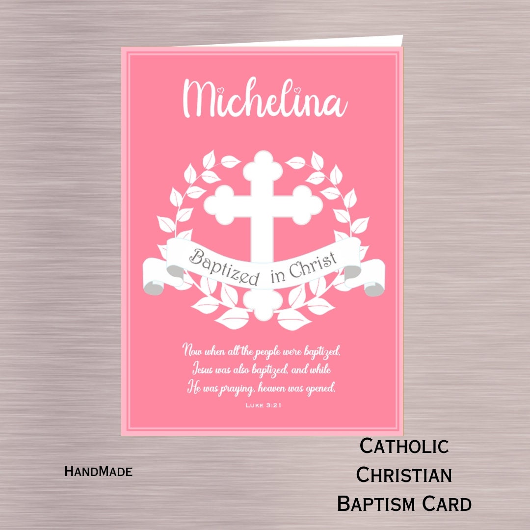 Catholic Baptism Card | Christian Baptism Card | Girl Baptism Card ...