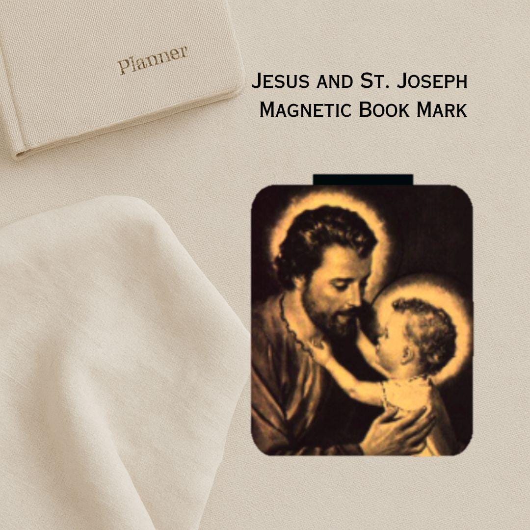 St. Joseph and Infant Jesus Magnetic Bookmark | Catholic Gift | 2 X 2. ...