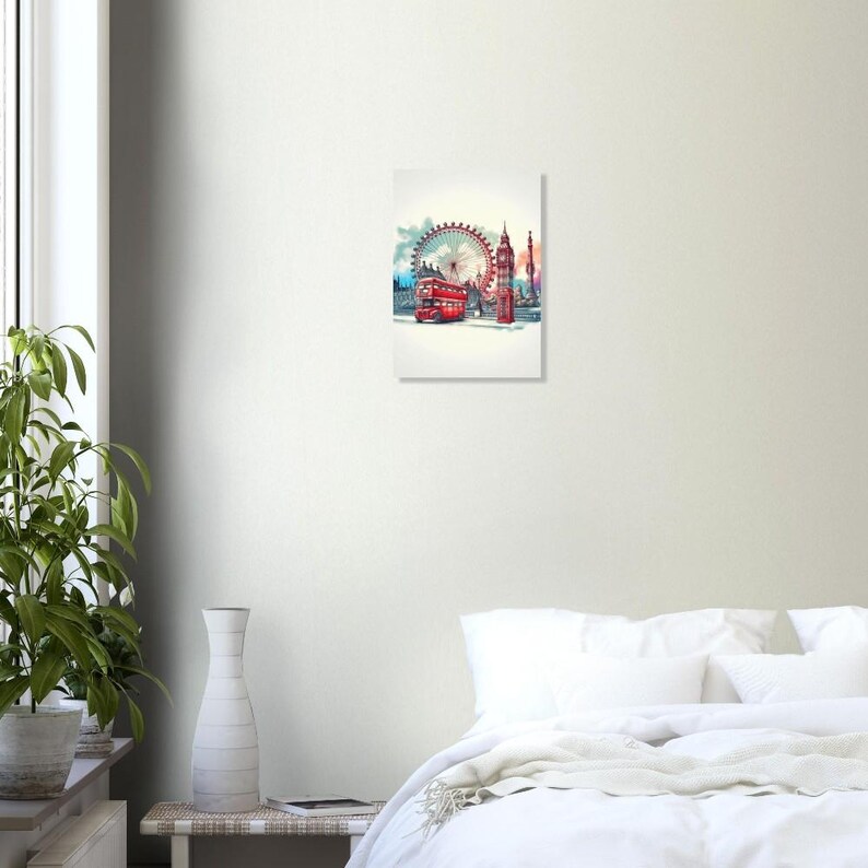London Landmarks Poster - Iconic Red Bus Design - Gift for Travelers - Etsy