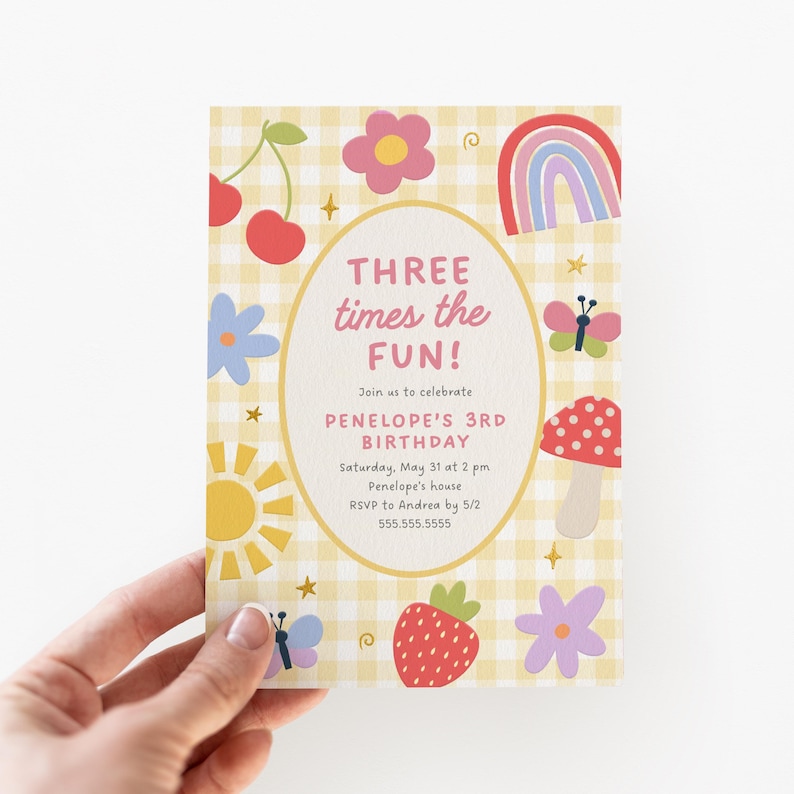 3rd Birthday Invitation Girl | Whimsical, Garden, Butterfly | Canva ...